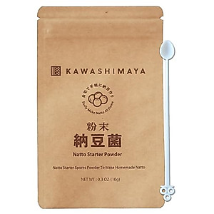 KAWASHIMAYA Natto Starter Spores Powder 0.3 oz (10g), Can Make up to 100kg Natto, 100% Made from Organic Soybean Extract, Made in Japan