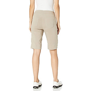 SLIM-SATION Women's Golf Wide Band Pull On Short with Real Pockets(Stone,8)