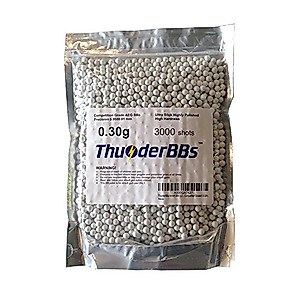 TBB0.30 ThunderBBs Airsoft BBS 0.30G, Competition Grade, White, 3000 Rounds/Bag