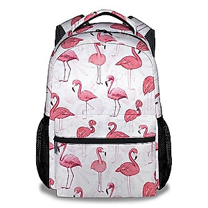 PAKKITOP Flamingo Backpack for Girls Women, 16" Cute Backpack for School, Pink Lightweight Large Capacity Bookbag for Students