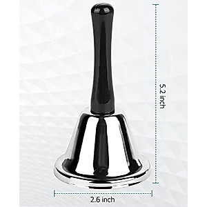 HABGP Silver Steel Hand Bells for Adults, Weddings Decoration, Call Bells, Service Bell, Care for The Sick and Elderly, Call for Pets, 1 Pack