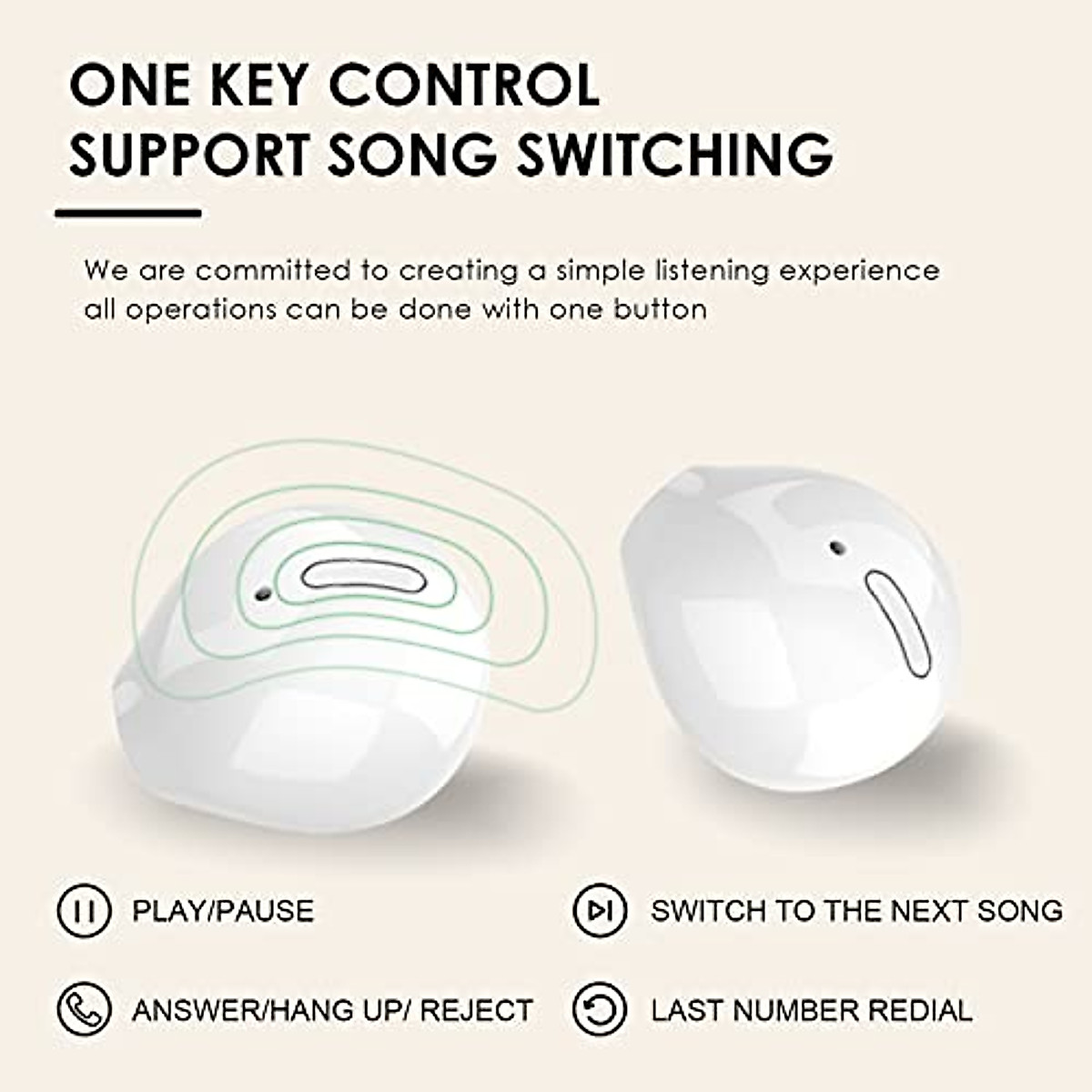 Xmenha Smallest Invisible Earbuds Wireless Bluetooth Secret Hidden Headphones for Work Small Tiny Ear Buds for Sleeping Music Comfort Mini Sleep Earbuds for Side Sleepers-Beige