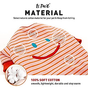 ISPET Stripe Dog Hoodie Sweatshirt Smile Stitchwork Dog Sweater 100% Cotton Pet Warm Winter Clothes for Small Medium Dogs, Red Medium