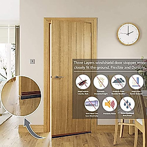 Deco Home Door Seal (1.5" Width X 36.5" Length) Gate Bottom Sealing Strip Draft Stopper with Aluminium Plate & Nylon Bristles for Weather Stripping, Air & Sound Blocking (Dark Brown)