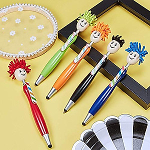 Askfairy 5PCS Mop Head Pens Set,Screen Cleaner Stylus Pens Funny Ballpoint Pens,Lady Boss Desk Office Supplies, 5 Colors