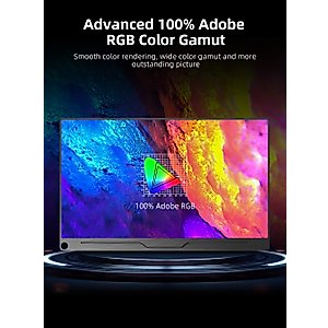 UPERFECT Truely 4K Computer Monitor, 15.6" UHD FreeSync 100% AdobeRGB 450 Nits Brightness HDR IPS Speaker Eye Care Game Display 2 Type-C Full HDMI for Laptop Phone, VESA & Smart Case