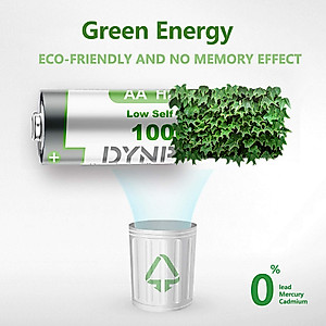 Dynpower NiMH AA 1000mAh Rechargeable Batteries 1.2V,Pre-Charged Double A for Outdoor Solar Lights Garden Light String Lights, (Pack of 8)