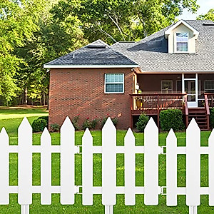 ELECLAND 6 Pieces Garden Fence with 6 Pieces Fence Inser White Plastic Fence Garden Picket Fence Edgings Lawn Flowerbeds Plant Borders Decorative Garden Yard