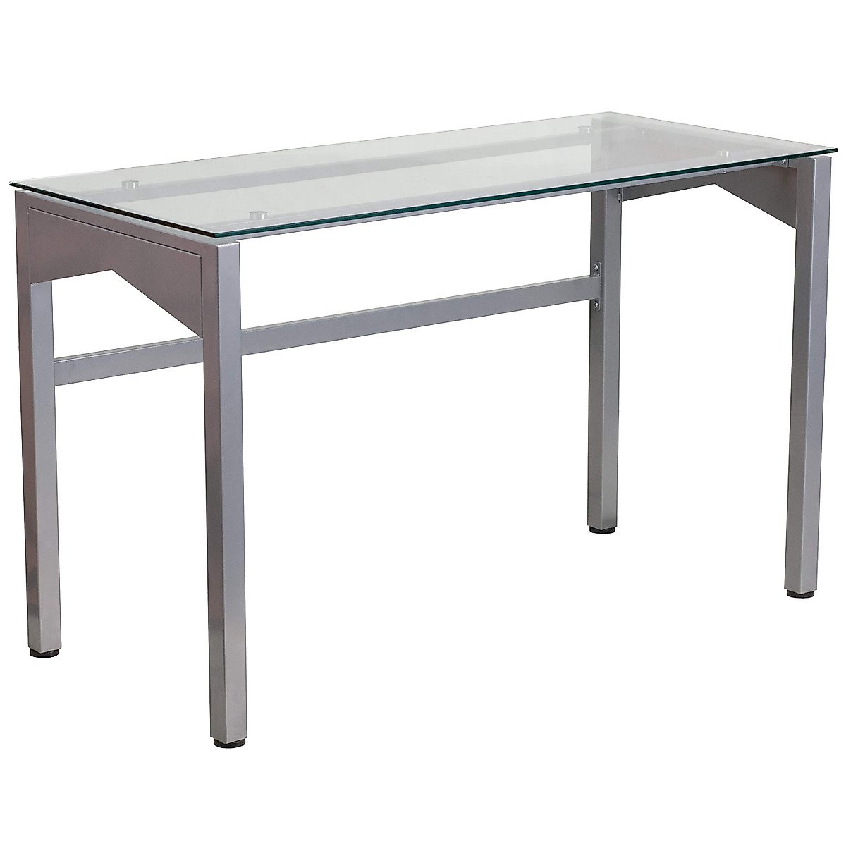 EMMA + OLIVER Desk with Clear Tempered Glass Top