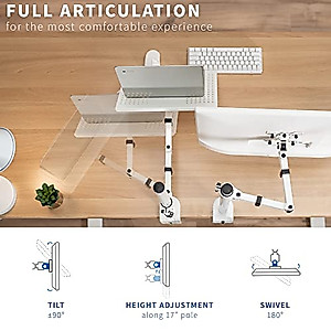 VIVO Single Laptop Notebook Desk Mount Stand, Fully Adjustable Extension with C-clamp, Fits up to 17 inch Laptops, White, STAND-V001LW