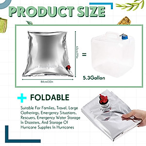 Frienda 6 Pcs 32 Gallon Camping Water Containers 5.3 Gallon/ 20l Water Storage Bladders Collapsible Portable Emergency Water Bags with Spigot Aluminized for Outdoor Hiking Camping Fishing