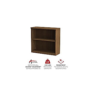 Alera ALEVA633032WA Valencia Series 31-3/4 in. x 14 in. x 29-1/2 in. Two-Shelf Bookcase - Modern Walnut