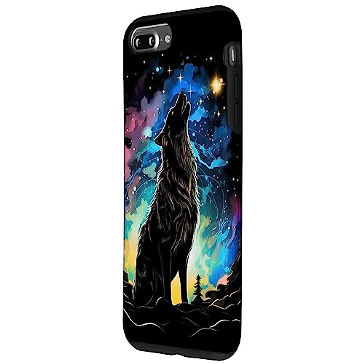 iPhone 7 Plus/8 Plus Howling Wolf Space Galaxy Stars Wolves Animal Case