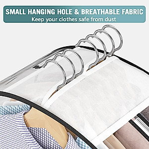 Liuoud Clear Garment Bag For Hanging Clothes- 4 Pack 10” Gusseted Suit Bags For Closet Storage, Plastic Clothes Storage Bag For Suit Coat Dress, fur, Closet Cover For Open Closet