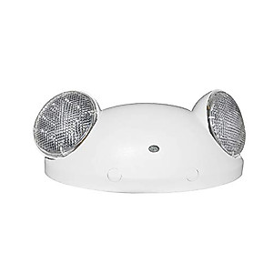 LIT-PaTH LED Emergency Exit Lighting Fixtures with 2 LED Bug Eye Heads and Back Up Batteries- US Standard Emergency Light, UL 924 and CEC Qualified, 120-277 Voltage, White, 1-Pack