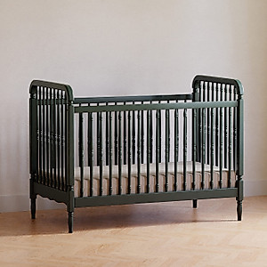 Namesake Liberty 3-in-1 Convertible Spindle Crib with Toddler Bed Conversion Kit in Forest Green, Greenguard Gold Certified (M7101FRGR)