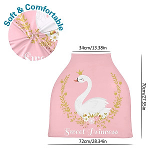 Cute Swan Princess Baby Car Seat Covers Canopy Nursing Cover Breastfeeding Scarf Soft Breathable Stretchy Coverage Infant Stroller Cover Multi Use for Boys Girls Babies