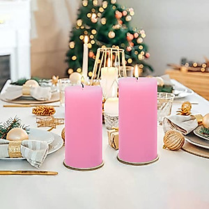 3 Pack 3×6 Inch Pink Pillar Candles for Romantic Valentine's Day, Unscented Column Candles for Home Restaurants Spa Church Weddings, Smokeless Dripless and Clean Burning Emergency Candle
