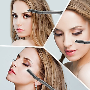 Metal Dermaplane Razor, Eyebrow Hair Trimmer with Replacement Blade for Men and Women, Reusable Single Edge Facial Trimmer for Shaving Mustache, Lip Up (Black,10 Refill)