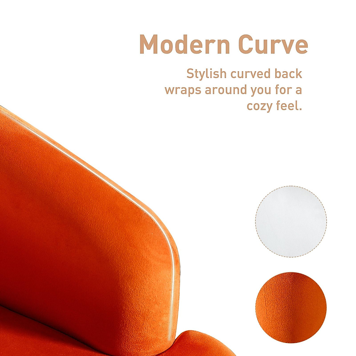 Bonzy Home Swivel Barrel Accent Chair Set of 2, Comfy Velvet Upholstered Round Swivel Armchair with Padded Cushion, Modern Channel Club Chair for Living Room Bedroom, Orange