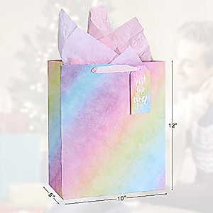 Large Gift Bags with Handles - 4 Packs 10" X 5" X 12" Paper Glitter Colorful Paper Bags with Tissue Paper for Birthdays, Weddings, Anniversaries, Mother's Day, Parties, Baby Shower Goodie Bags¡­