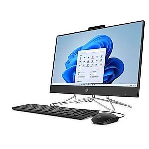 HP 2022 22'' All-in-One AIO FHD IPS Desktop Dual-Core AMD Athlon Silver 3150U 8GB DDR4 RAM 256GB M.2 NVMe SSD HDMI RJ45 WiFi AC BT Webcam Speaker DVD Black Windows 10 Pro w/RE Accessories