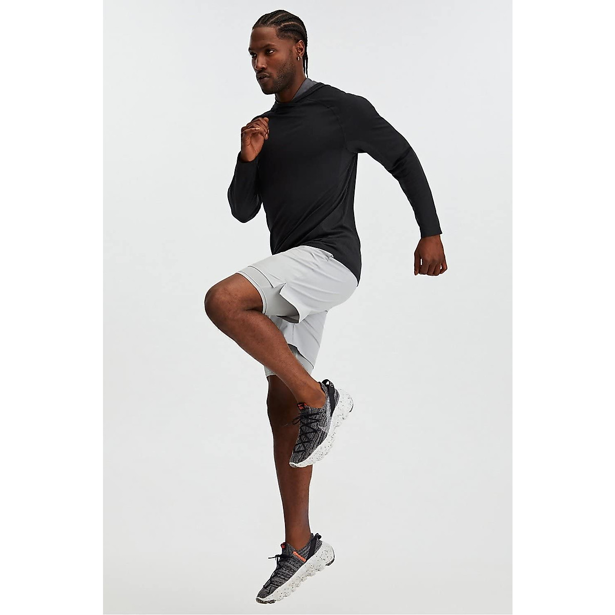 Fabletics Men's The Fundamental Short (Lined), Workout, Running, Training, Gym, Yoga, Ultra Lightweight, Athletic, 7" Inseam, XXL, Mineral Grey