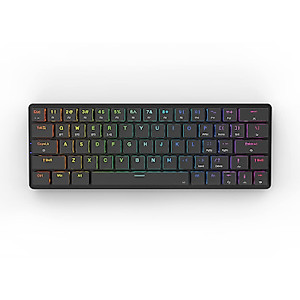 Redragon K624 Pro Mechanical Gaming Keyboard RGB LED Backlit 63 Key Wired/Wireless 2.4G and Bluetooth Low Profile with Anti-Dust Blue Switches (Black)