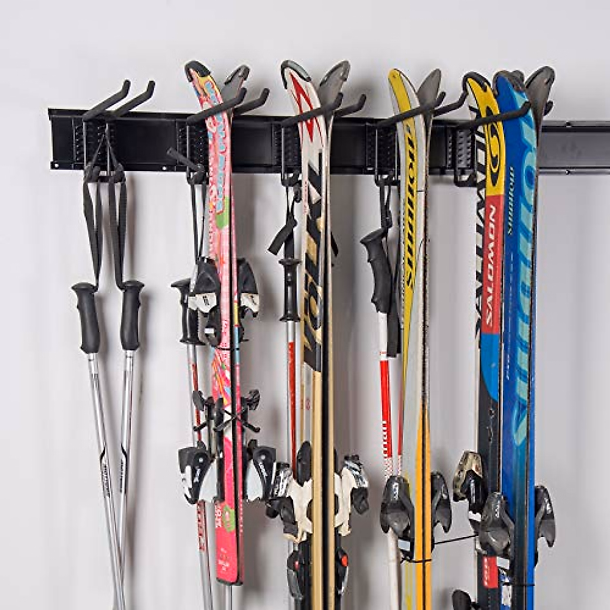 WALMANN Garage Storage Organization System Ski Wall Rack 10 Pairs of Skis Mount Hanger Home Shed and Garage Snowboard Wall Rack System Holds Up to 300lbs