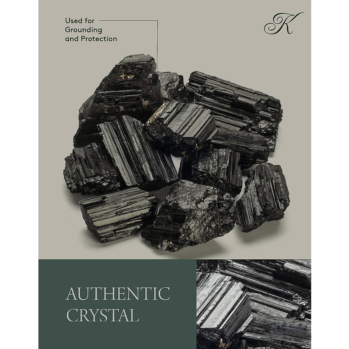 KALIFANO Black Tourmaline Bundle with Calming and Purification Energy - Brazilian Turmalina Negra Schorl Reiki Healing Crystal Used for Protection and Security (Information Card Included)