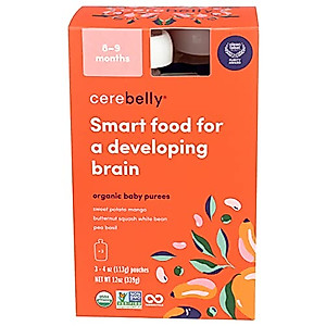 Cerebelly Organic 8-9 Months Variety Pack Baby Purees 3 Count, 4 OZ