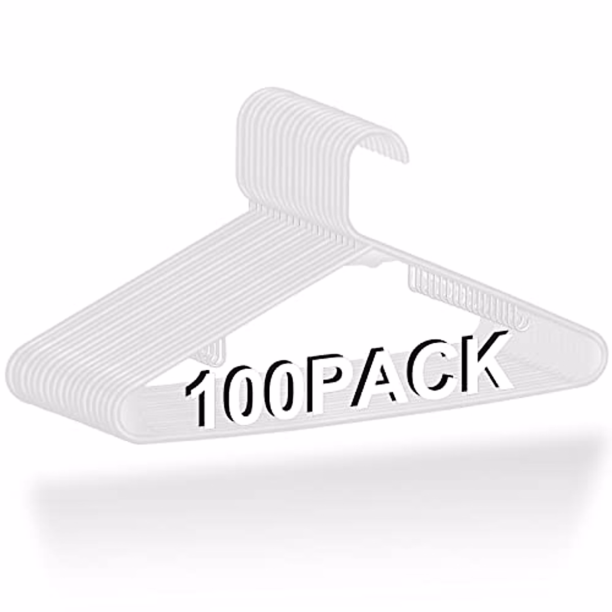 SUPER DEAL 100 Pack White Plastic Hangers with Double Hooks for Camisole Tanks Shirts Dress Standard Thick Clothes Hangers for Closet Heavy Duty for Laundry and Everyday Use