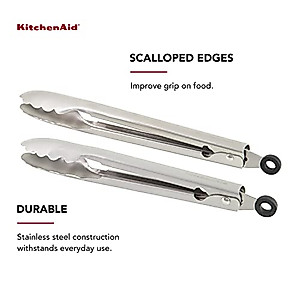KitchenAid Universal Utility and Serving Stainless Steel Kitchen Tongs, Set of 2