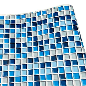 Yifely Royal Blue Mosaic Kitchen Cupboard Decor Paper Self-Adhesive Shelf Liner Countertop Sticker 17.7 Inch by 9.8 Feet