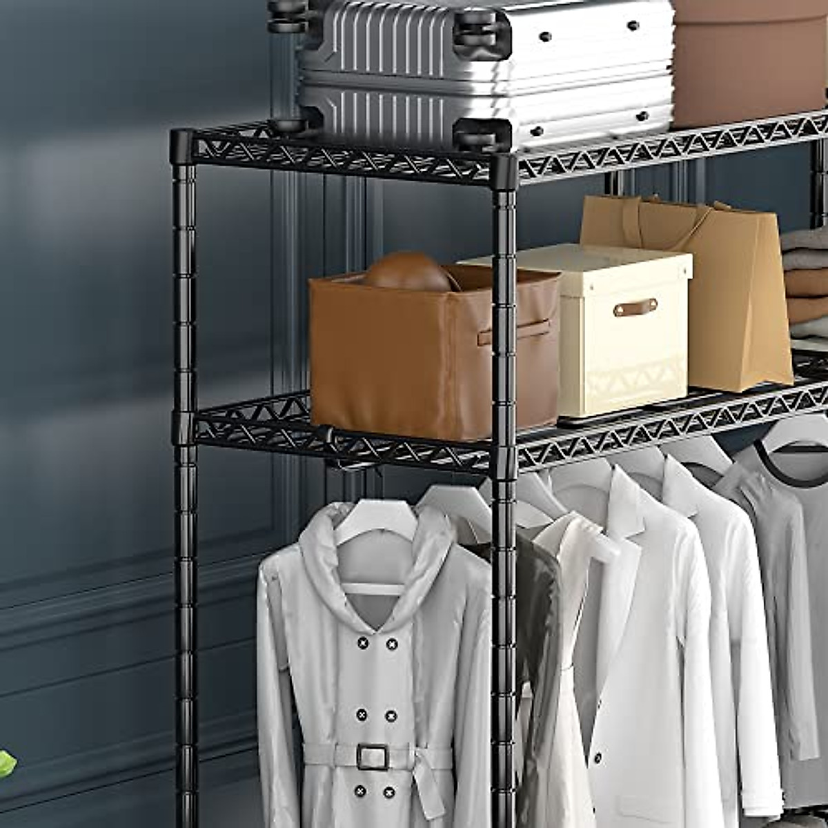 GMIULIG Metal Wire Heavy Duty Garment Rack Clothes Rack Clothing Racks for Hanging Clothes Wardrobe Hanging Clothes Portable Closet Organizer System Portable Closets for Hanging Clothes