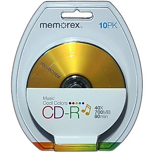 Memorex Cool Colors 10-Pack 40x CD-R Disc Blister - Multicolor