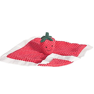 Apricot Lamb Stuffed Fruit Strawberry Security Blanket Infant Nursery Character Blanket Luxury Snuggler Plush Baby Lovey(Strawberry, 13 Inches)