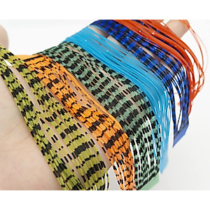 20Pc 10Colours Fishing Jig Lures Mixed Colors DIY Silicone Whole Sheet Skirts for Jig Lures Regular Skirt Colours with Fly Tying Material Free Rubber Band CMB1#