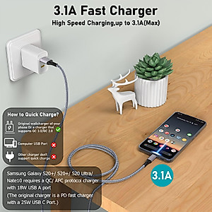 Extra Long USB C Charger Cable 16FT 2Pack,3.1A Braided PS5 Controller Charging Cable for PS5 DualSense Controller/Xbox Series X/S for Nintendo Switch,Samsung Galaxy S21/S20/S10,Note10 9 8