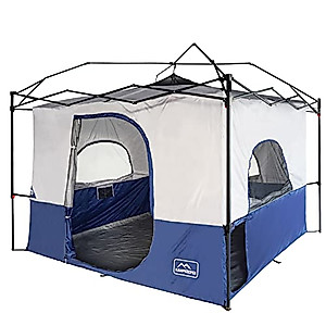 KAMPKEEPER Camping Cube for Pop Up Canopy Tent, Converts 10'x10' Straight Leg Canopy into Camping Inner Tent, with 1 Dog Hole–Fully Vented Roof(Canopy & Frame NOT Included), Navy Blue