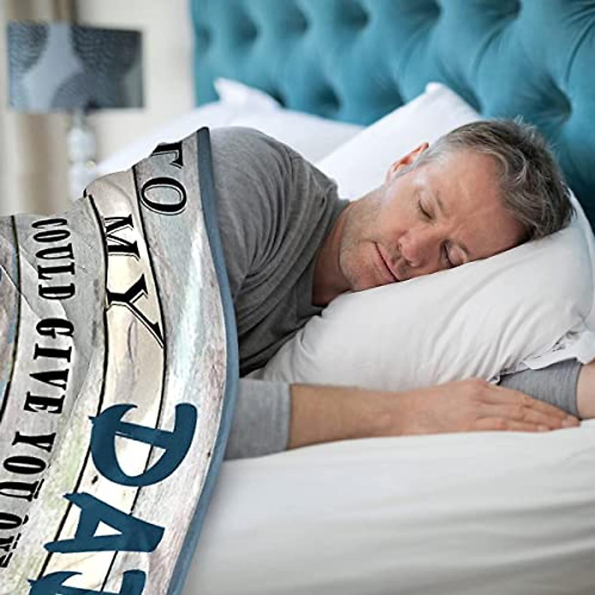 Dad Gifts from Daughter Son, Dad Birthday Gift, Fathers Day Birthday Gifts for Dad, Dad Blanket, Super Soft Flannel Throw Blanket 60" × 50", Blue