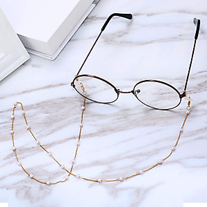 Frienda 6 Pieces Eyeglass Chains Elegant Eyewear Retainer Beaded Eyeglass String Holder Glasses Strap (Silicone Buckle Style)