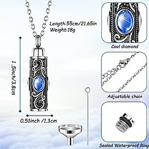 Jadive 3 Pieces Cremation Urn Pendant Necklaces Ashes Necklace Pendant Memorial Keepsake Pendant Ash Holder Cremation Jewelry for Human Ashes Memory Jewelry, 22 Inches Long
