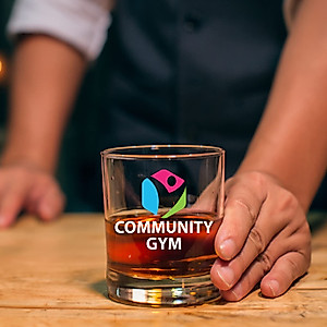 Bulk Printed 11oz Whiskey Scotch Bourbon Glass - Custom Promotional Items with your Logo - Personalized Company Small Business Party Favors