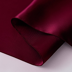 Horbaunal 12 Pack Burgundy Satin Table Runner 12 x 108 Inch, Smooth Table Runners for Wedding Banquets Birthday Party