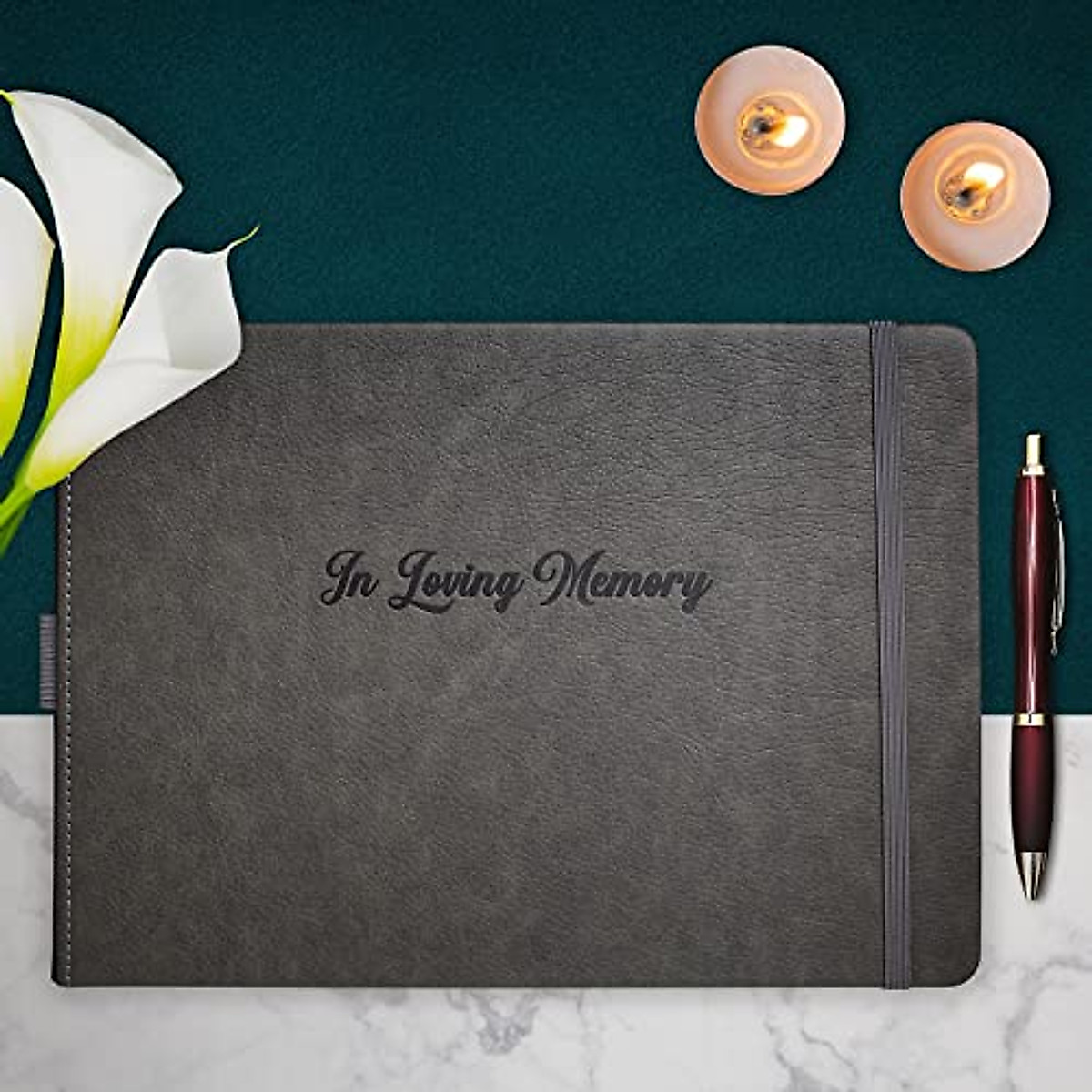 Skyline Funeral Guest Book for Memorial & Funeral Services – in Loving Memory Guest Sign in Book for Funerals – 738 Guest Entries with Name & Address, 129 Pages, Hardcover, 10x7″ (Grey)
