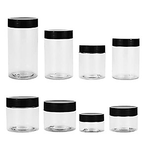 HERMJ 16 pcs Jar Cylinders Clear Cosmetics Ml Empty Face Pills for Mouth Jars Sample Eye Cream Storage Size Powder Bottles Transparent Tea Shadow Container Makeup Home Bottle Black