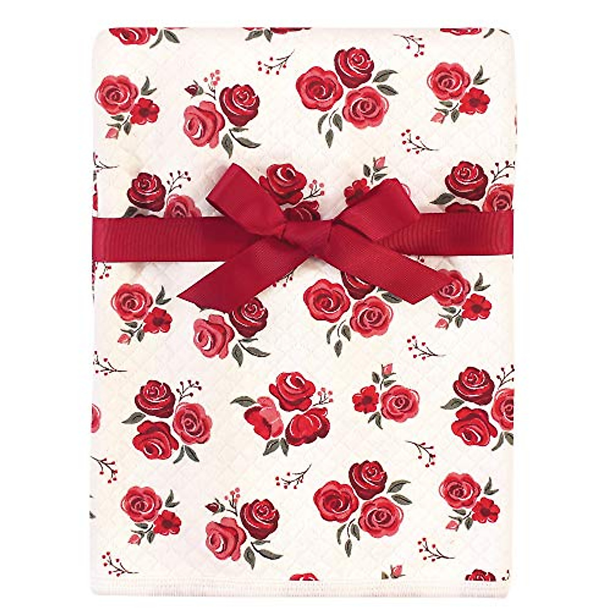 Hudson Baby Unisex Baby Quilted Multi-Purpose Swaddle, Receiving, Stroller Blanket, Red Rose 1-Pack, One Size