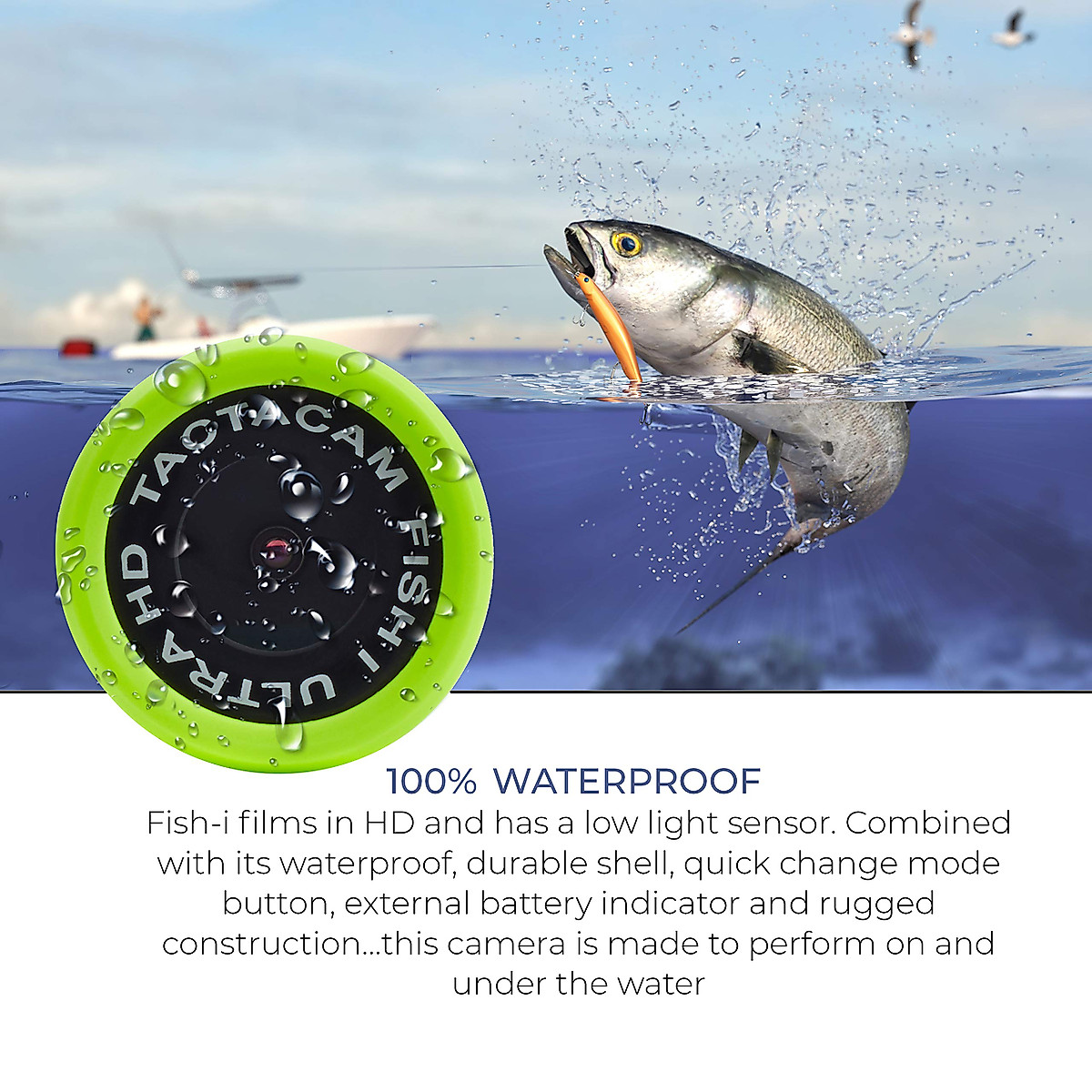 TACTACAM Fish-i Wide Lens Fishing Action Camera + Head Mount and Universal Mount Adapter