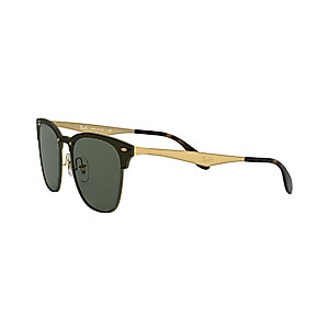 Ray-Ban RB3576N Blaze Clubmaster Square Sunglasses, Brushed Gold/Dark Green, 47 mm